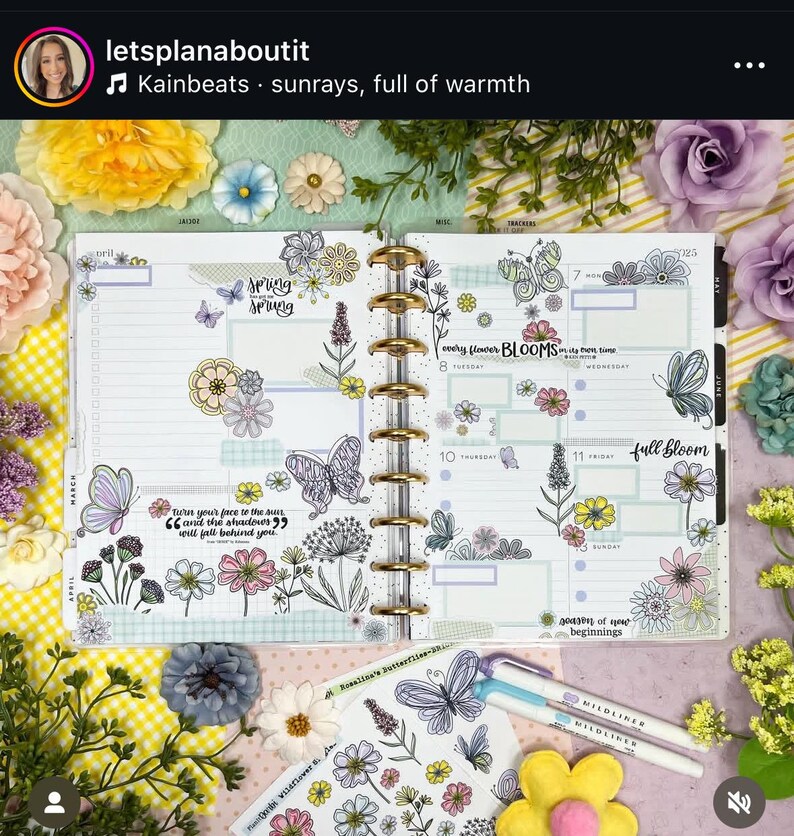 Printable Planner Stickers: Wildflower Garden, Doodle Style Florals ...