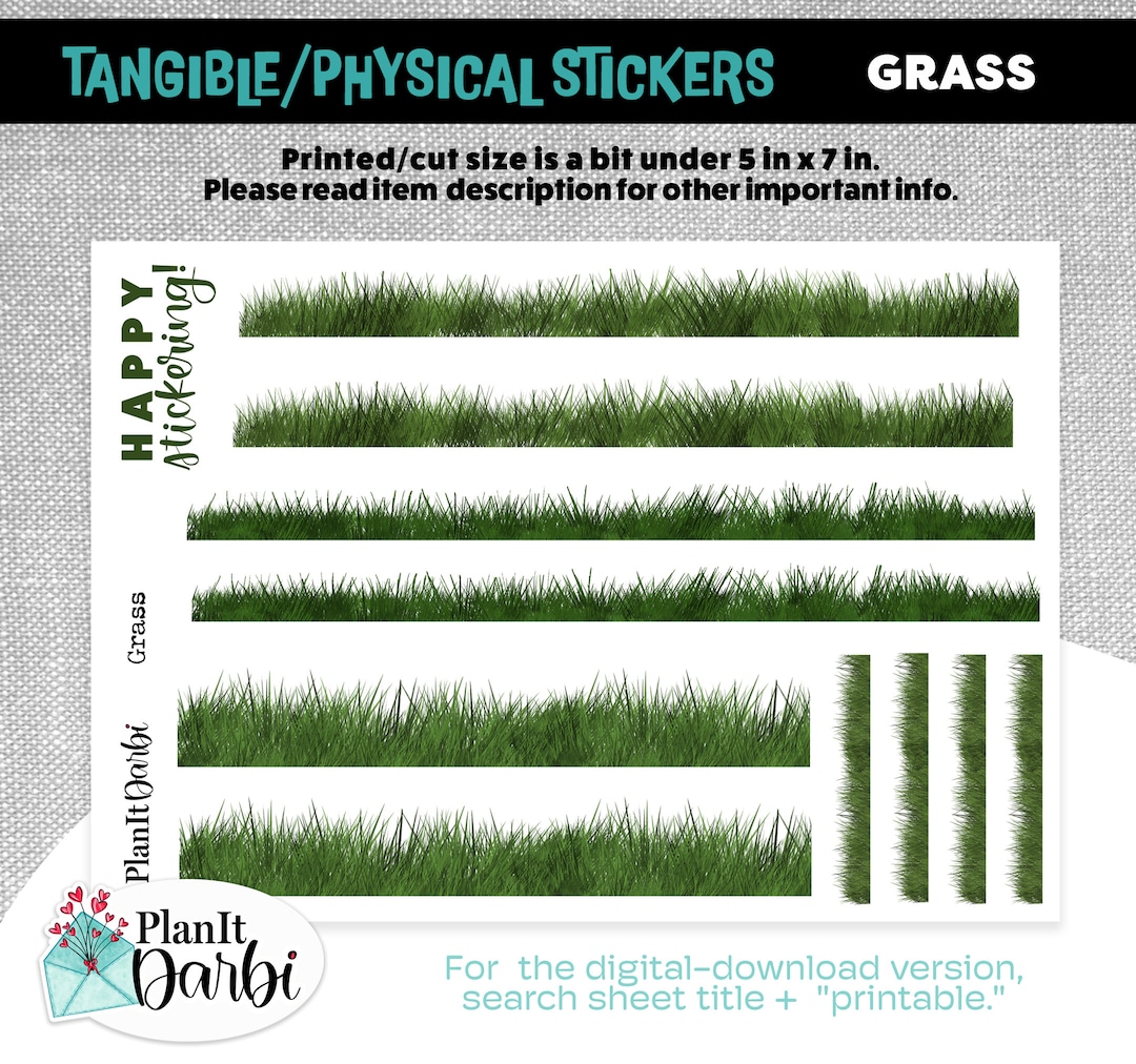 Tangible Planner Stickers: GRASS Stickers, Scene-building, Spring ...