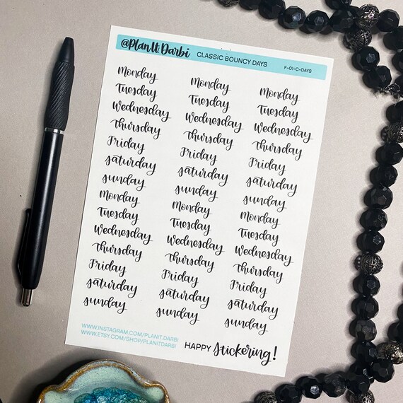 TANGIBLE: HAND-LETTERED Days of the Week Modern Bouncy - Etsy