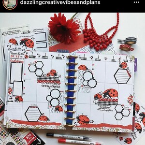 Printable: LADYBUGS Black and Red Dotted Cute Bugs Planner Stickers for ...