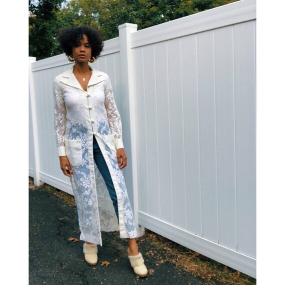 70s White Lace Duster medium | Etsy