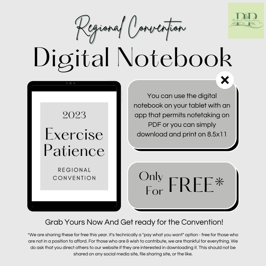 2023 Exercise Patience JW Digital Convention Notebook PDF Print-out ...