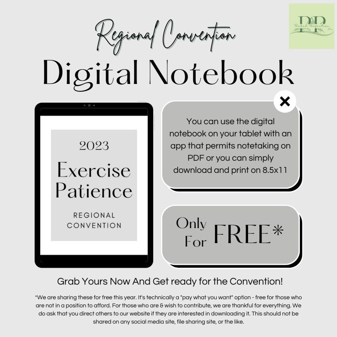 2023 Exercise Patience JW Digital Convention Notebook PDF Print-out ...