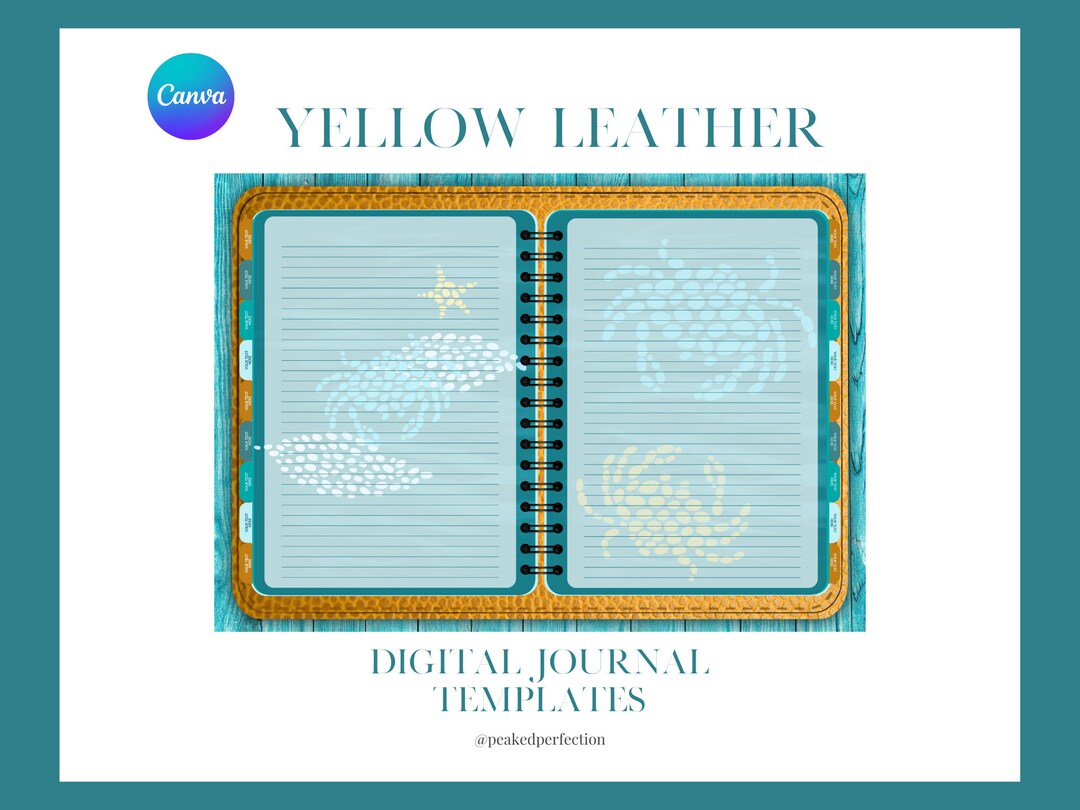 FREE* 1 Digital Yellow Leather Journal Template With Tabs, Back Pages ...