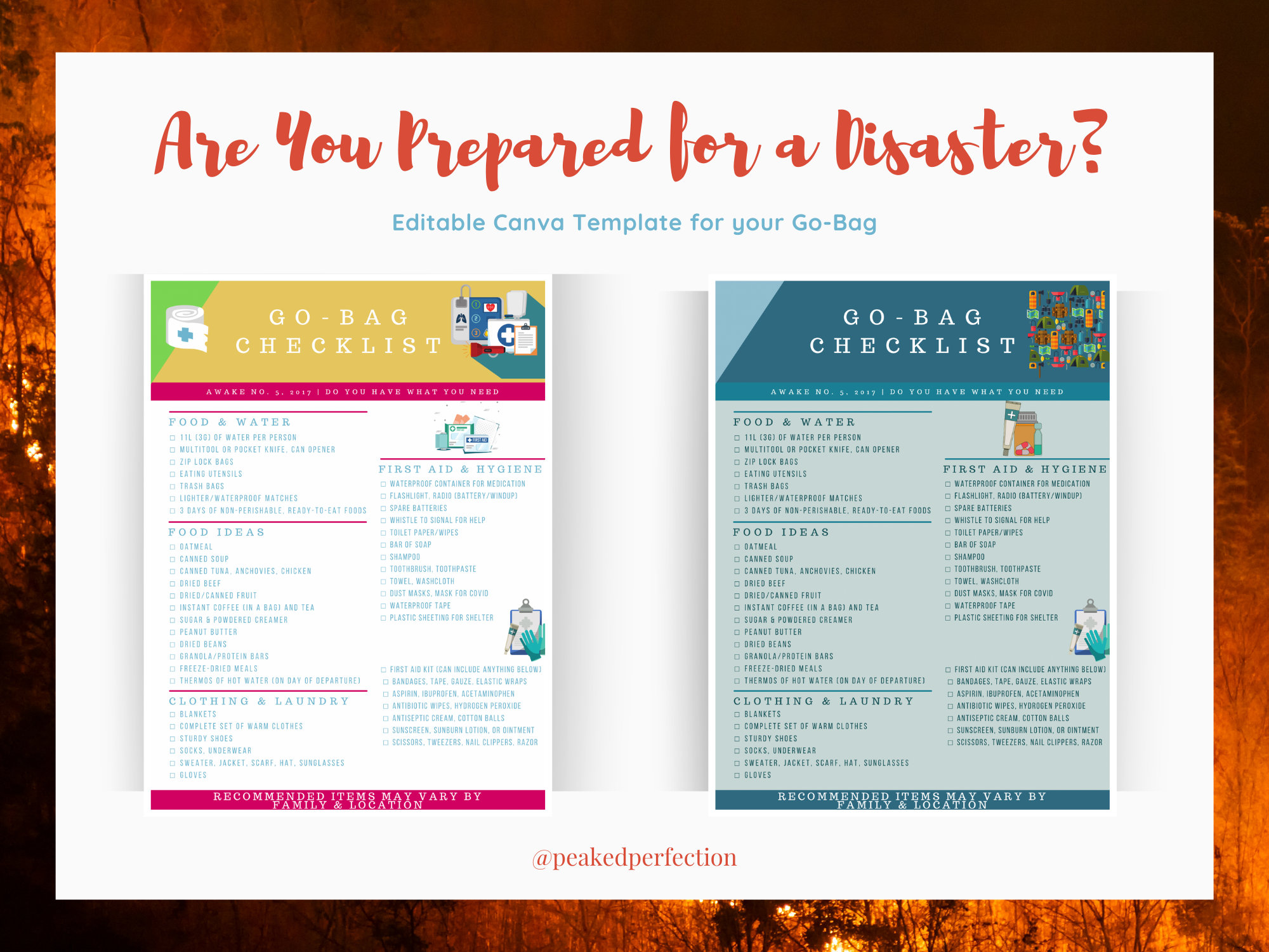 FREE* Editable Template | Emergency Preparedness Checklist | Go-bag ...