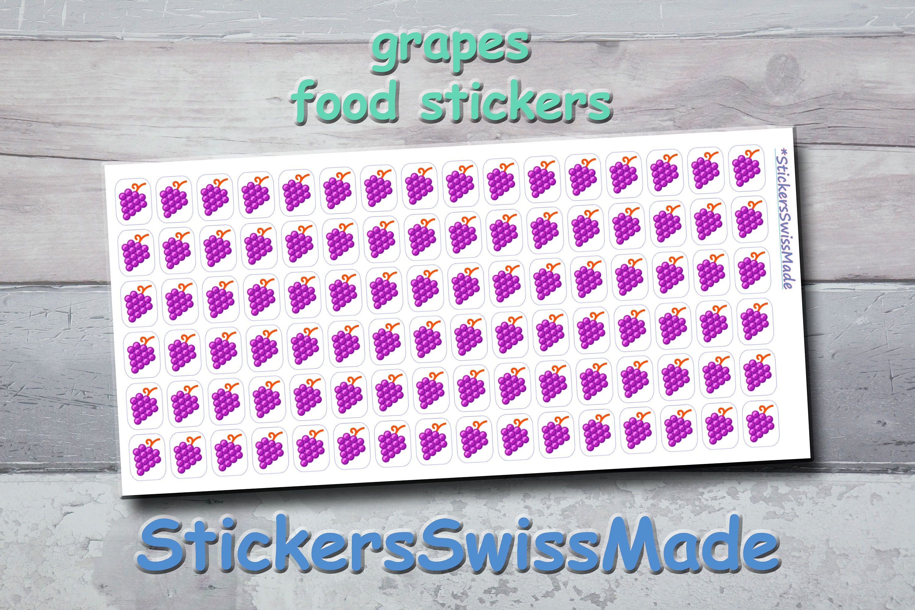 PLANNER STICKER Grapes Food Fruit Small Colored - Etsy