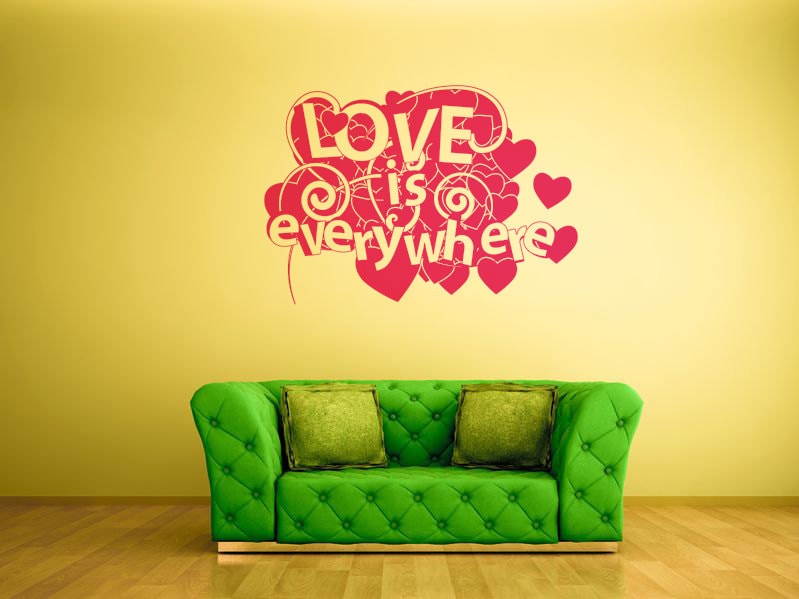 Wall Decal Love, Hearts Wall Sticker, Love Wall Sticker, Vinyl Wall ...
