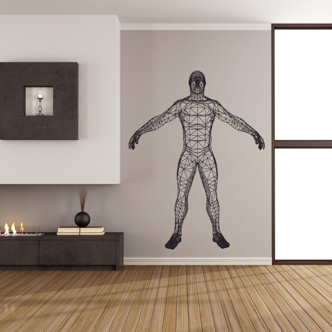 Wall Decal Wireframe Man, Man Wall Sticker, Wireframe Wall Decal, Vinyl ...
