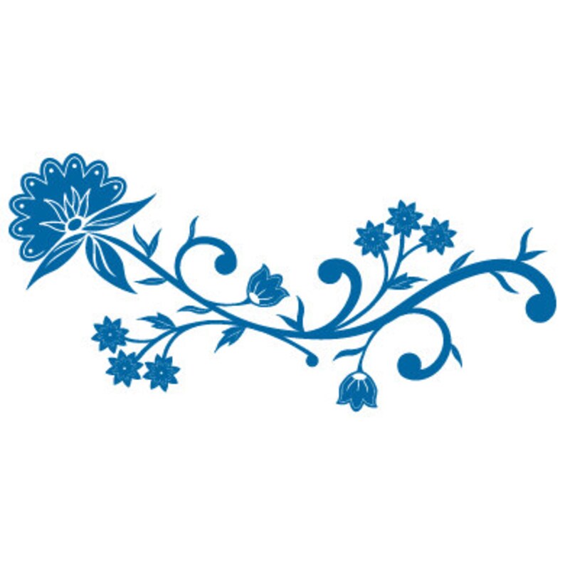 Swirly Flower Wall Decal, Flower Wall Sticker, Floral Design Sticker ...