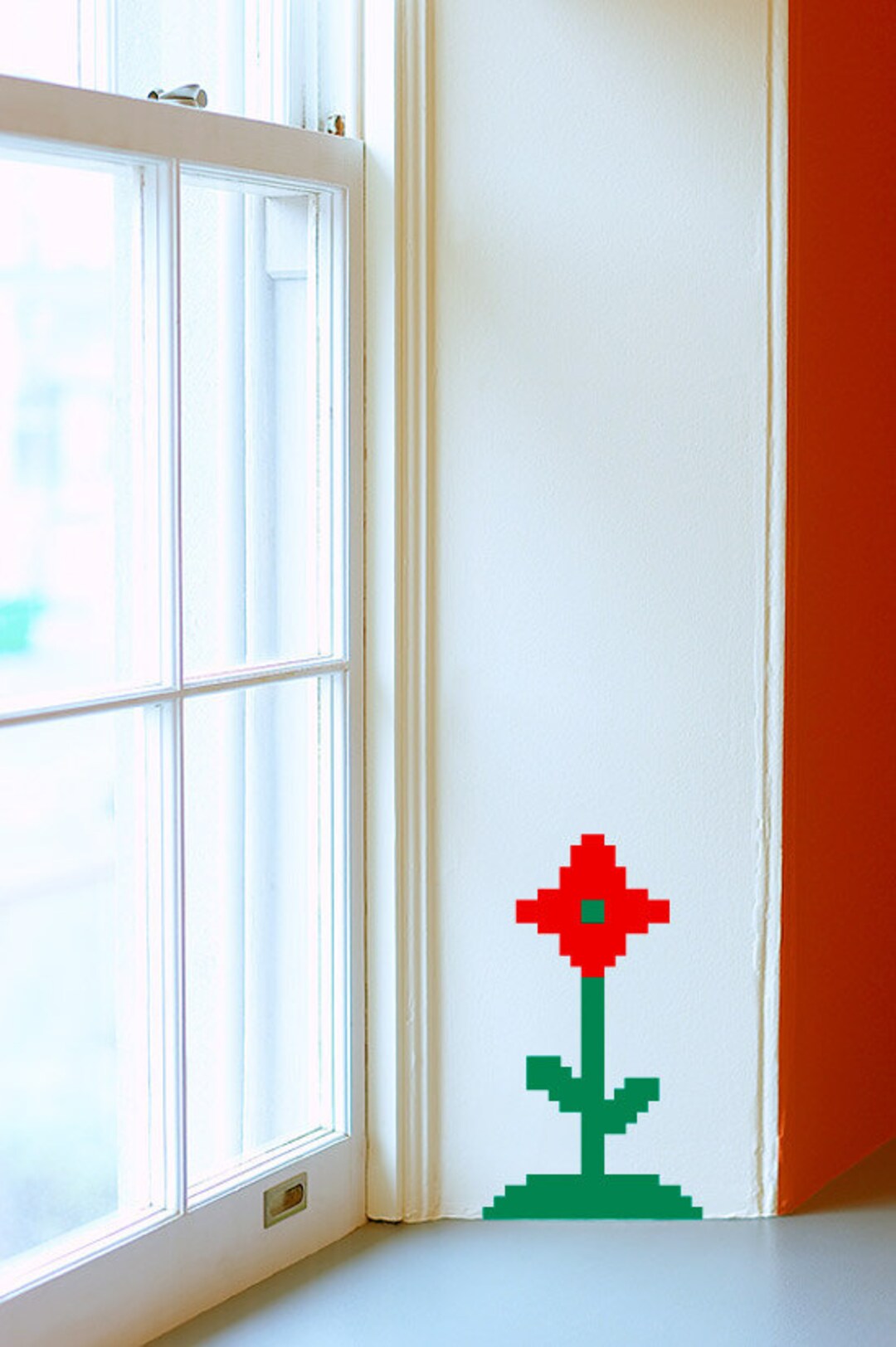 Wall Decal Pixel Flowers, 8-bit Flower Wall Sticker, Floral Wall ...