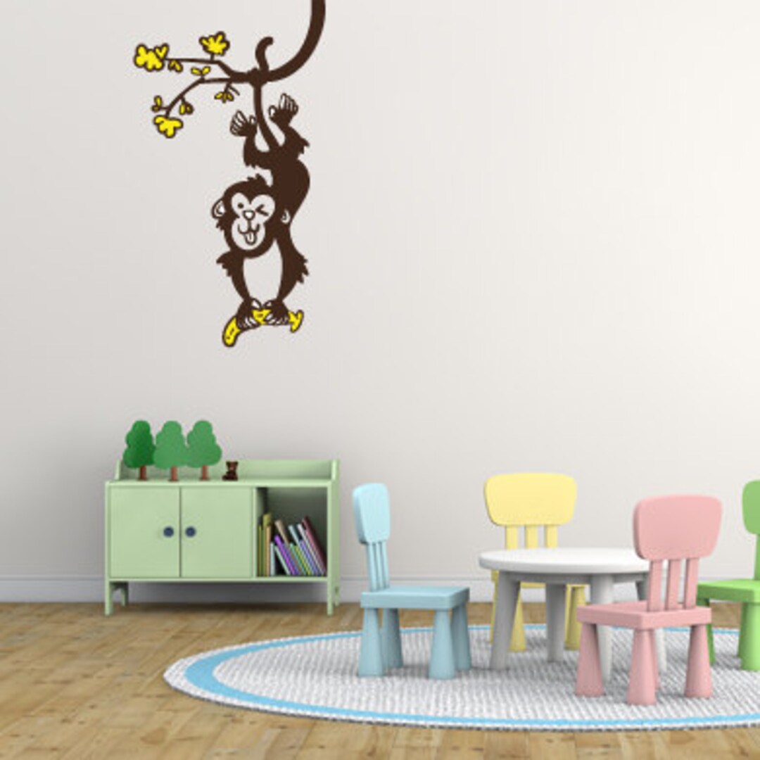 Kids Wall Decal Monkey,free DELIVERY to Uk,hand Drawn Sticker,vinyl ...