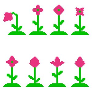 Wall Decal Pixel Flowers, 8-bit Flower Wall Sticker, Floral Wall ...