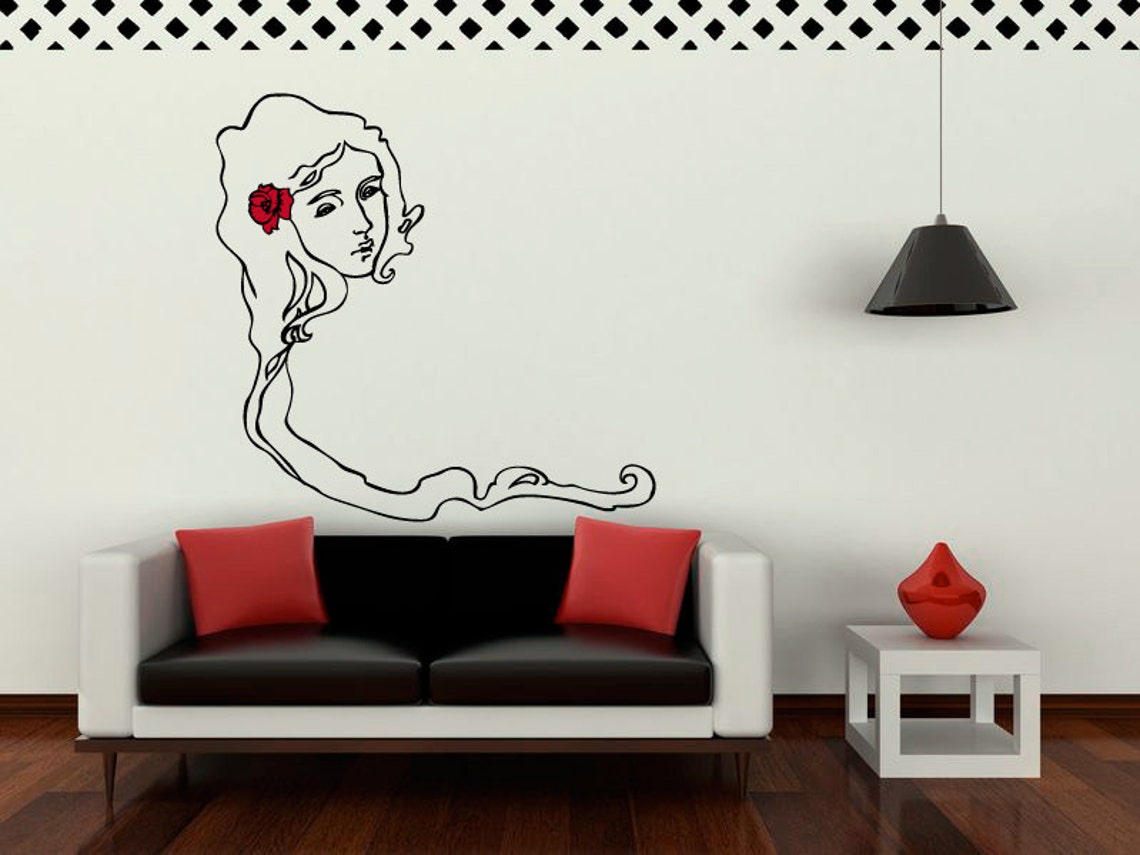 Wall Decal Surreal Girl, Surrealism Wall Sticker, Girl Wall Sticker ...