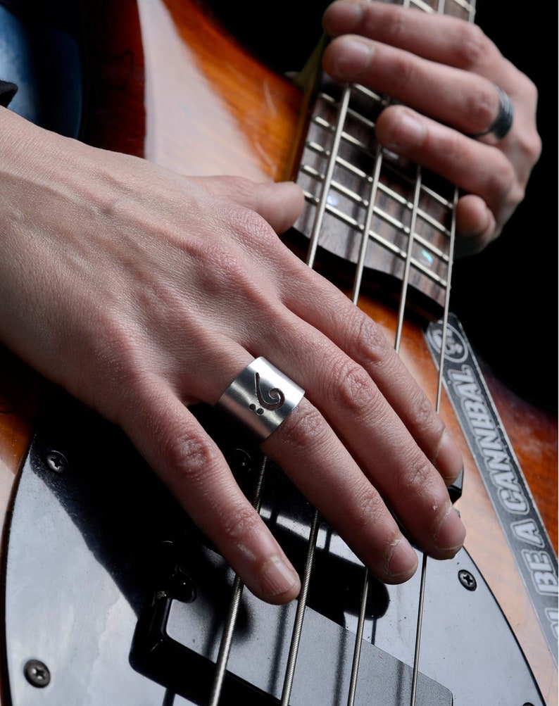 Bass Clef Ring Adjustable Silver Aluminum SATIN Ring Musicians - Etsy