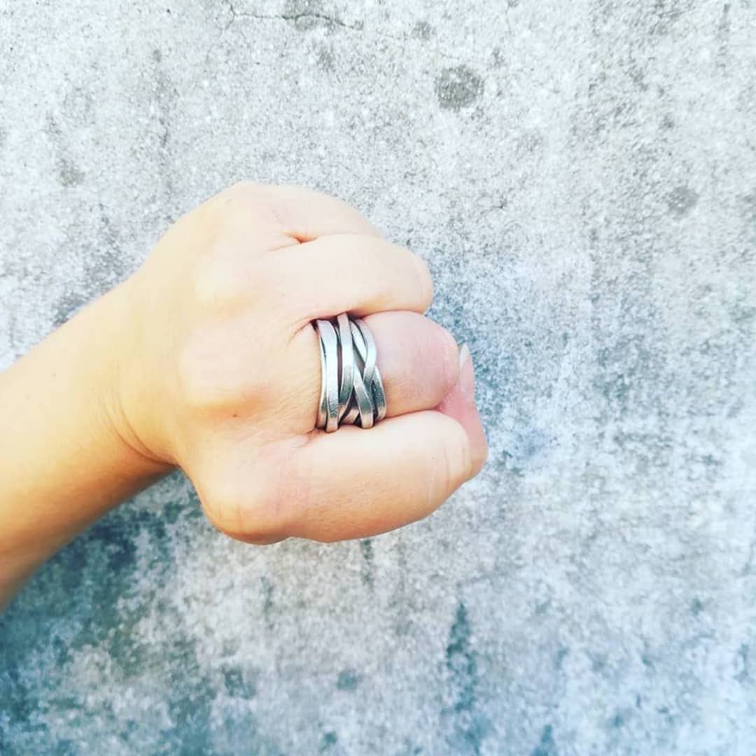 Wire Wrapped Band Ring Coil Wire Multiple Layers Ring Aluminum ...