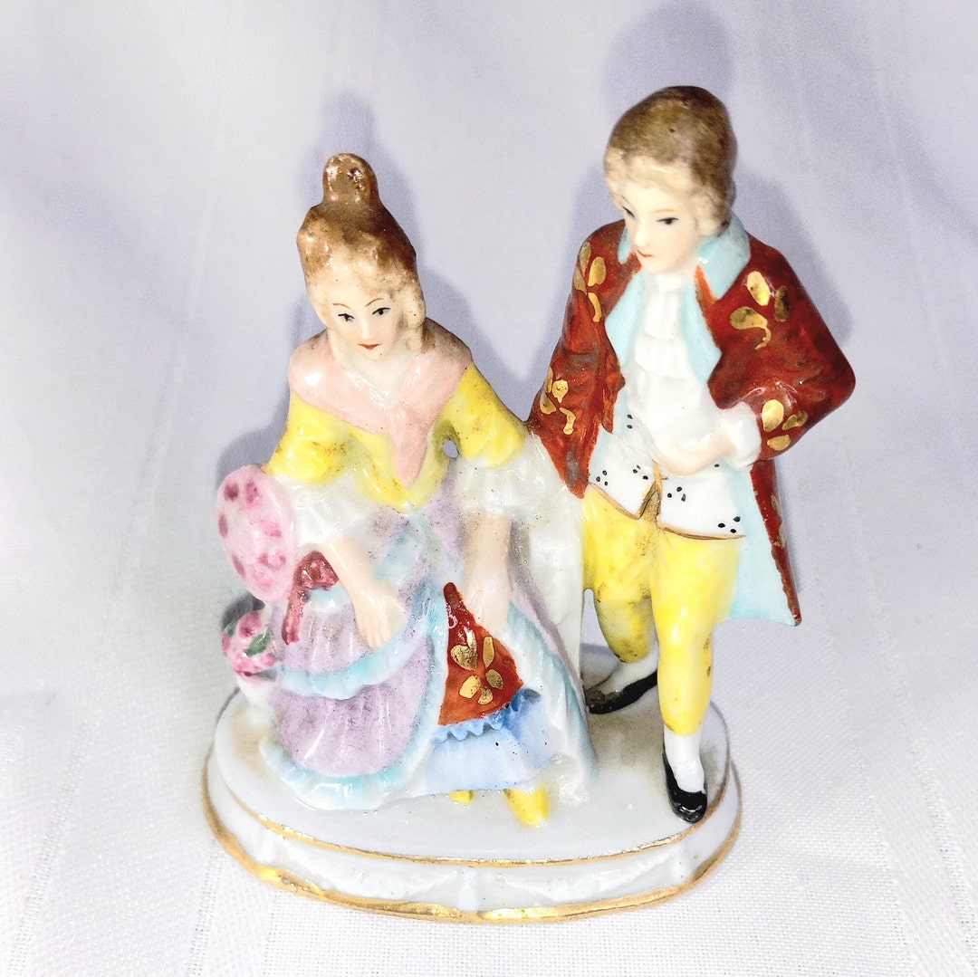 Antique Late 1800s Sitzendorf Germany Porcelain Courting Couple Gold ...