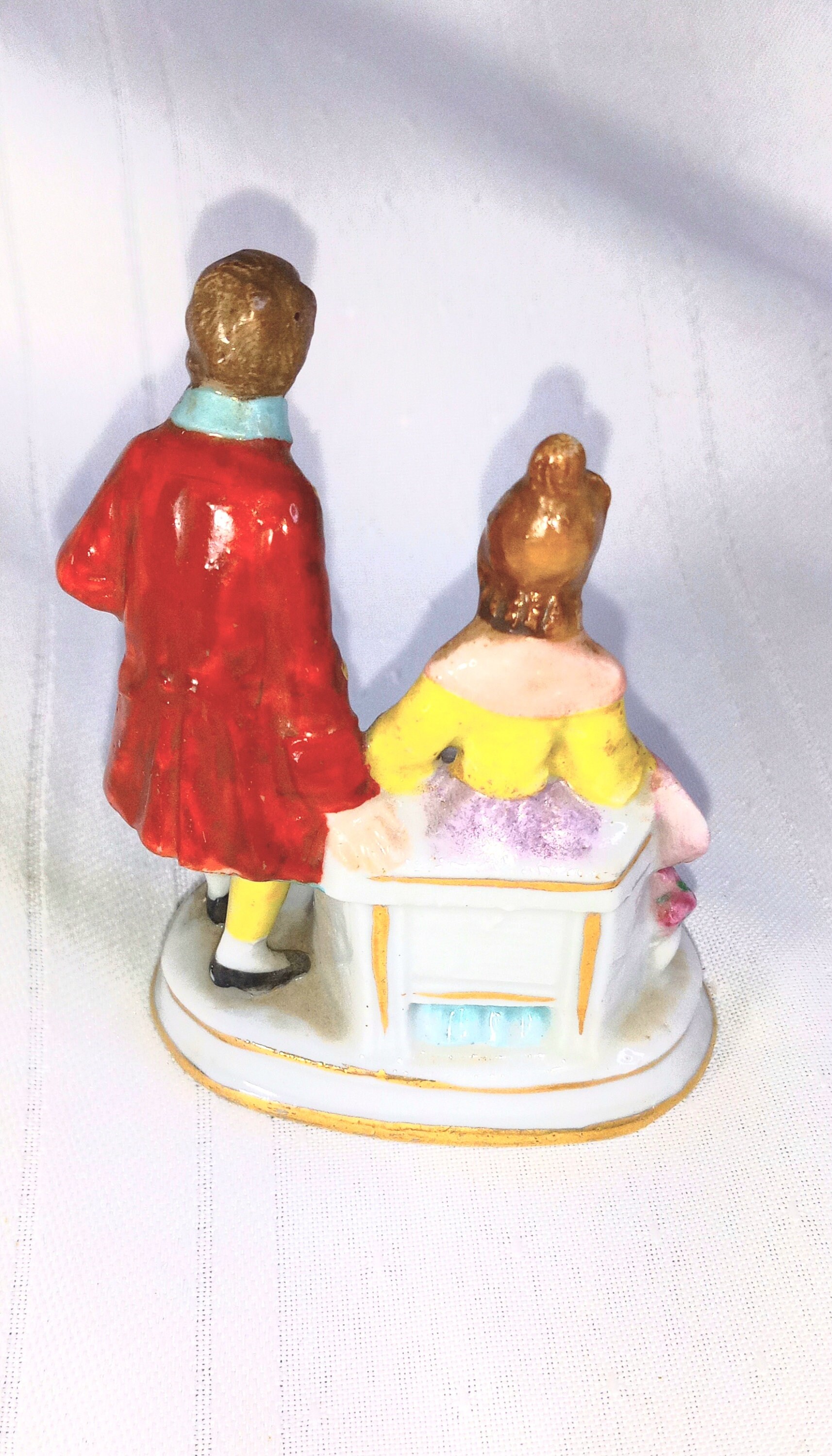 Antique Late 1800s Sitzendorf Germany Porcelain Courting Couple Gold ...
