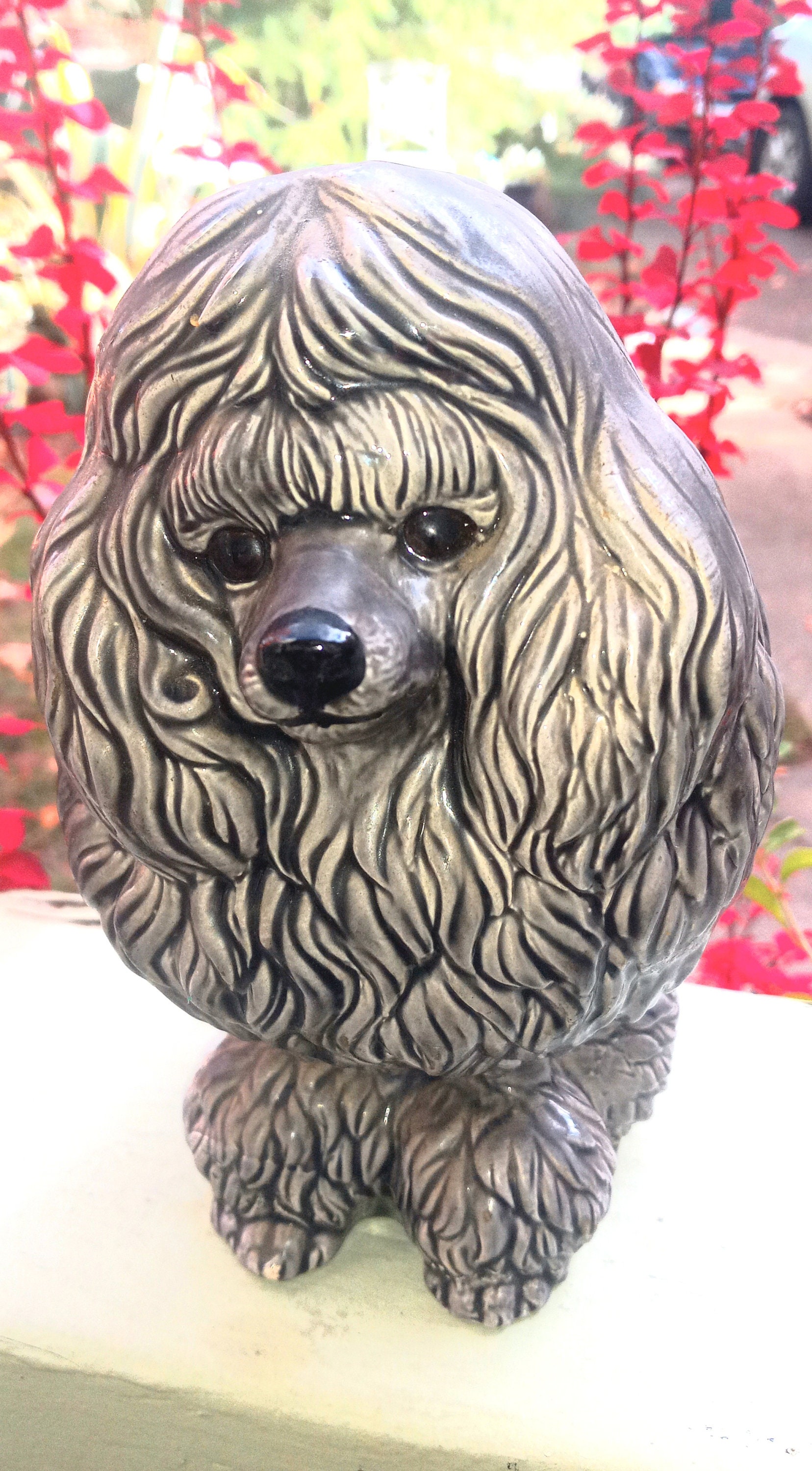 Vintage Ceramic Grey Poodle 7" Planter Signed/ See Details - Etsy