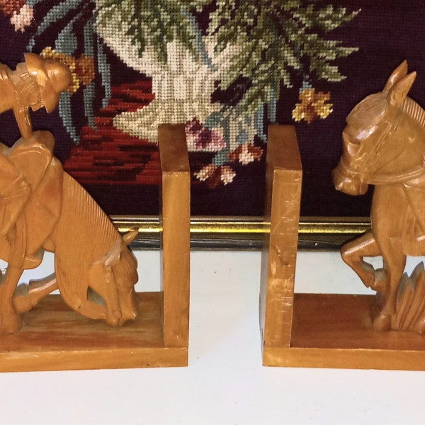 Carved Wood Bookends - Etsy