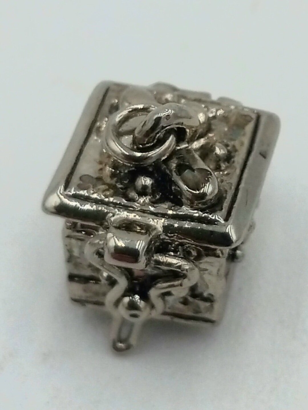 Cross Silver Square Prayer Box / Sterling Silver / Charm Pendant / Wish ...