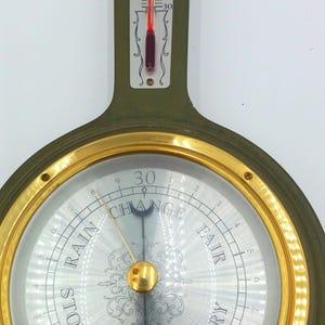 Vintage Early Taylor Banjo Wall Weather Station 21 Thermometer Olive ...