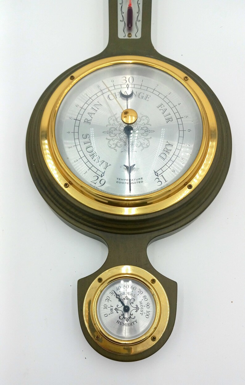 Vintage Early Taylor Banjo Wall Weather Station 21 Thermometer Olive ...