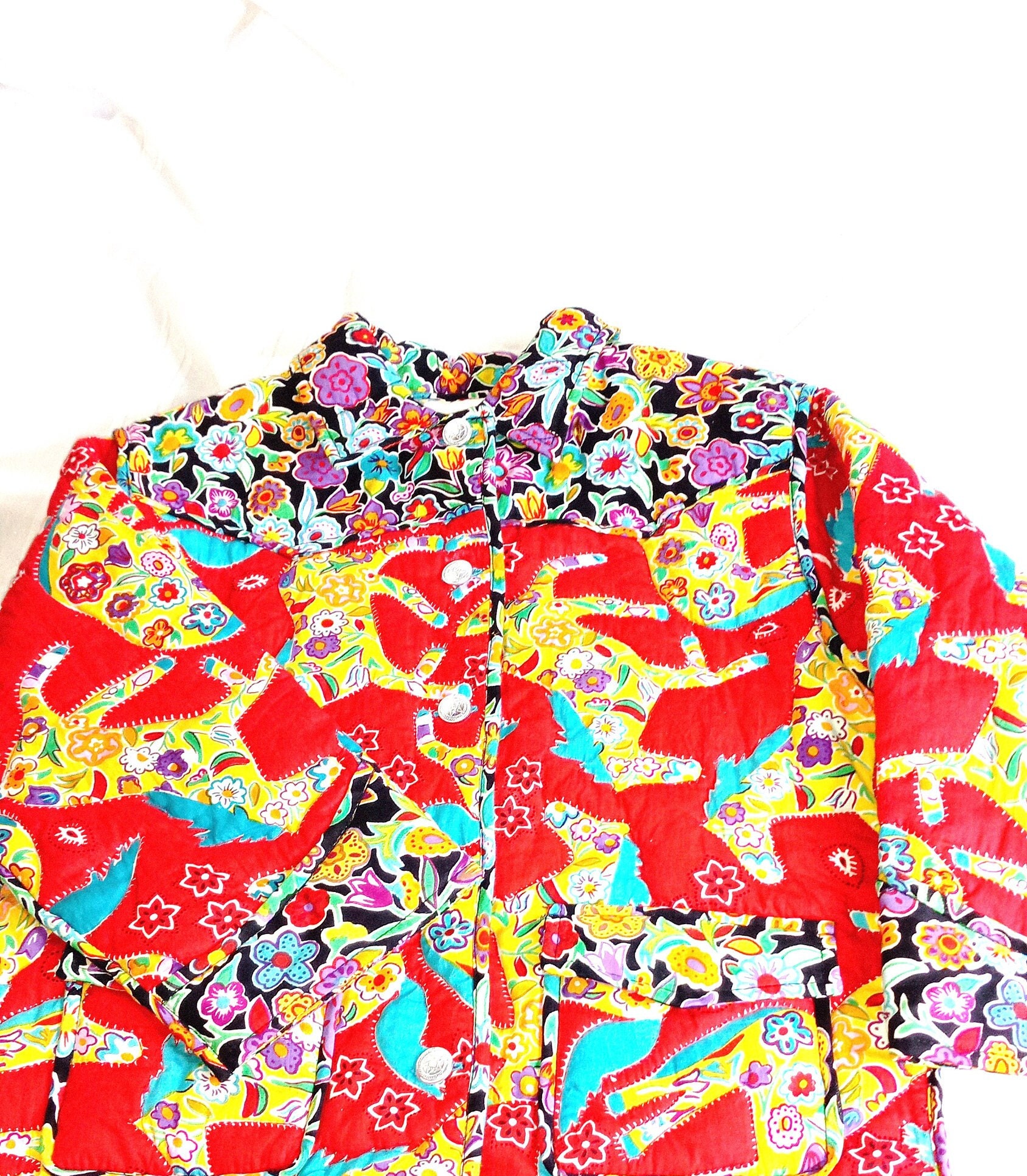 Karavan Girls Large 6X Quilted Jacket /horses /yellow / Beautiful ...