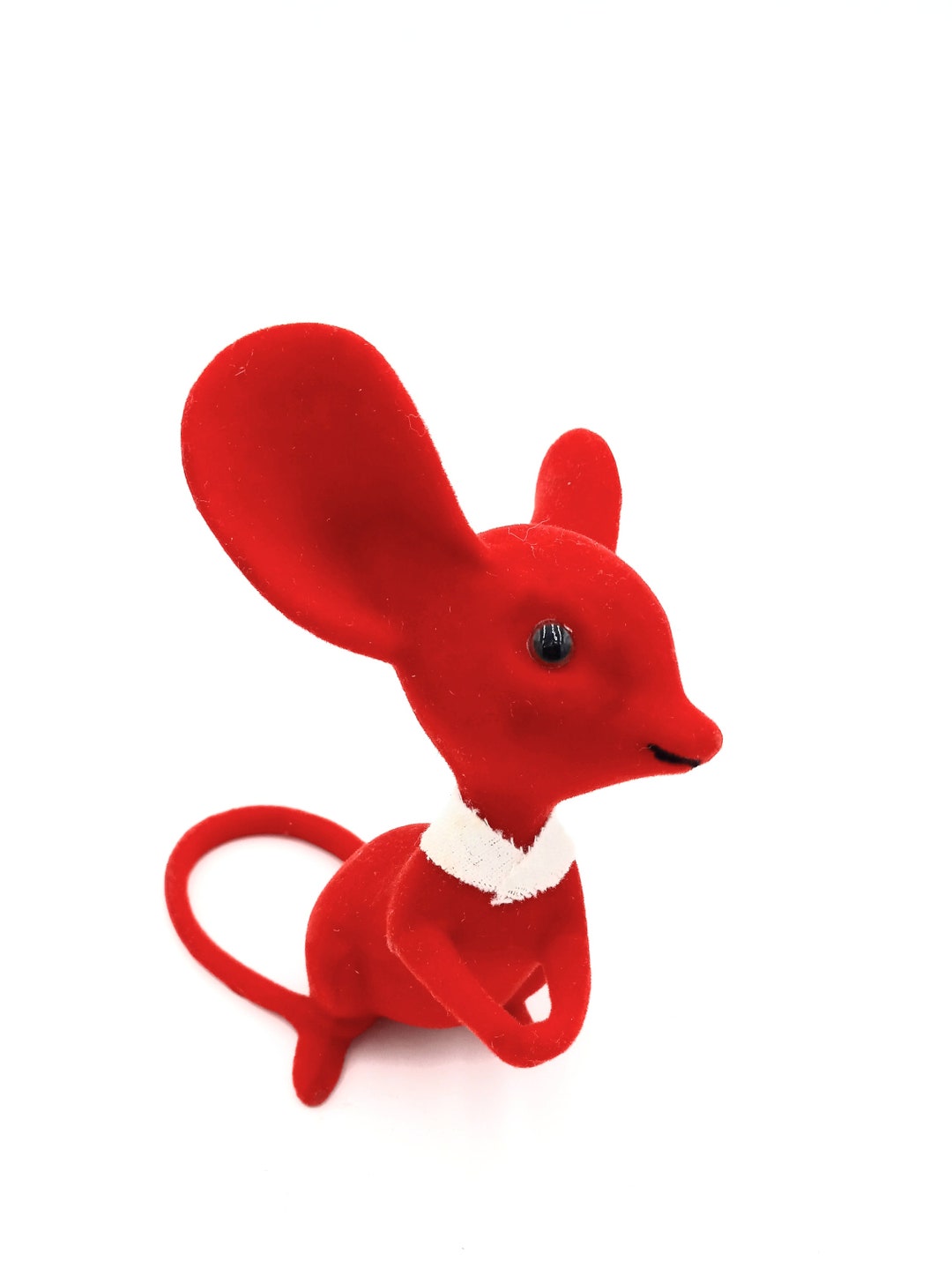 Red Mouse Flocked Figure 6 Inch Vintage Hard Plastic /farmhouse/cottage ...