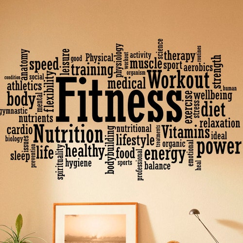 Fitness Wall Decal Vinyl Stickers Sport Gym Words Interior - Etsy