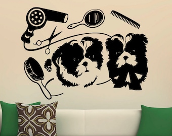 Pet Grooming Wall Decal Vinyl Stickers Pet Shop Interior Pet | Etsy