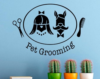 Pet Grooming Wall Decal Vinyl Stickers Pet Shop Interior Pet | Etsy
