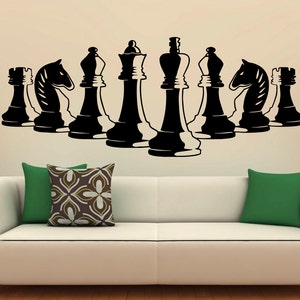 Chess Pieces Wall Decal Vinyl Stickers Strategy Board Game Interior ...