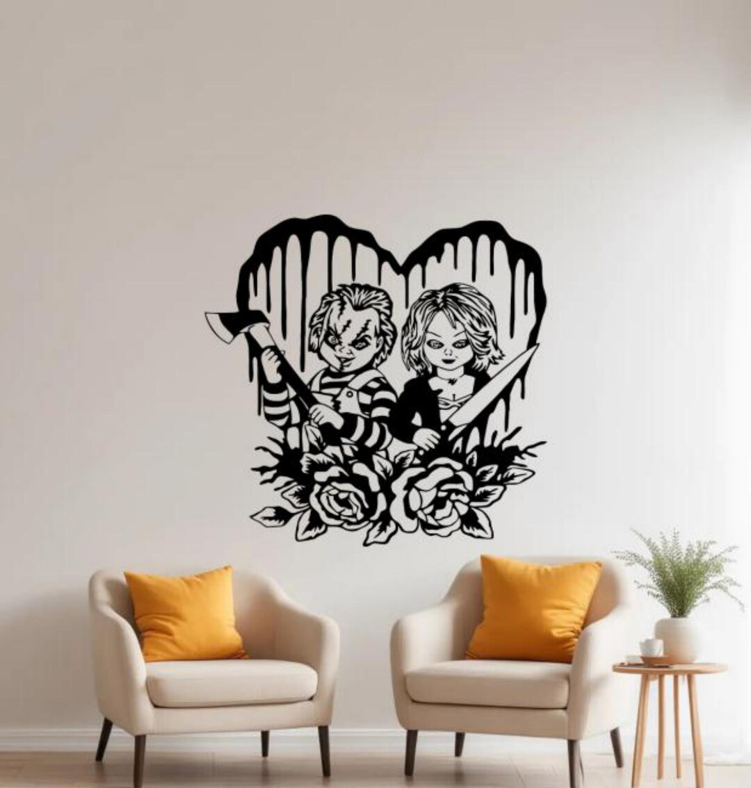 Chucky and Tiffany Wall Decal Vinyl Sticker Love Wall Art Horror Wall ...