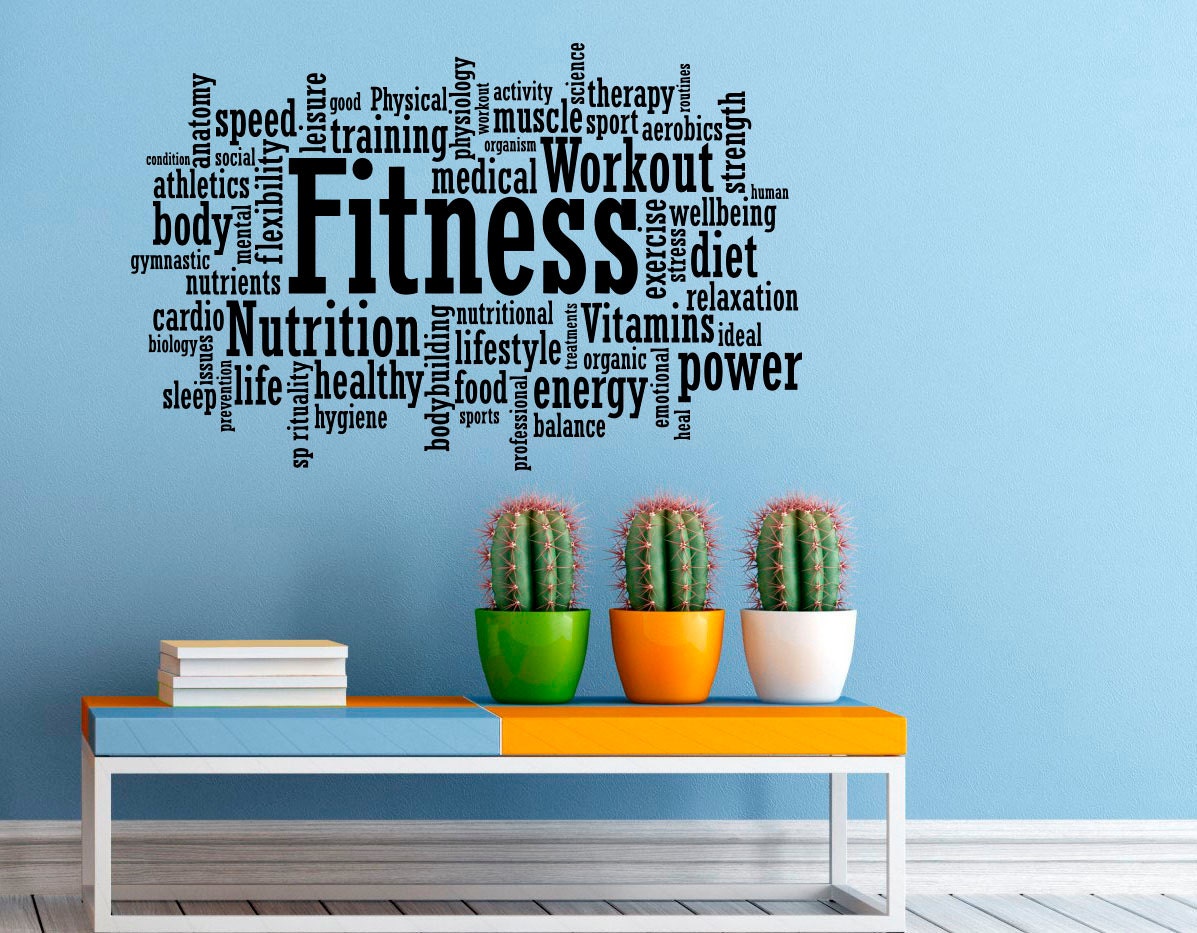 Fitness Wall Decal Vinyl Stickers Sport Gym Words Interior - Etsy