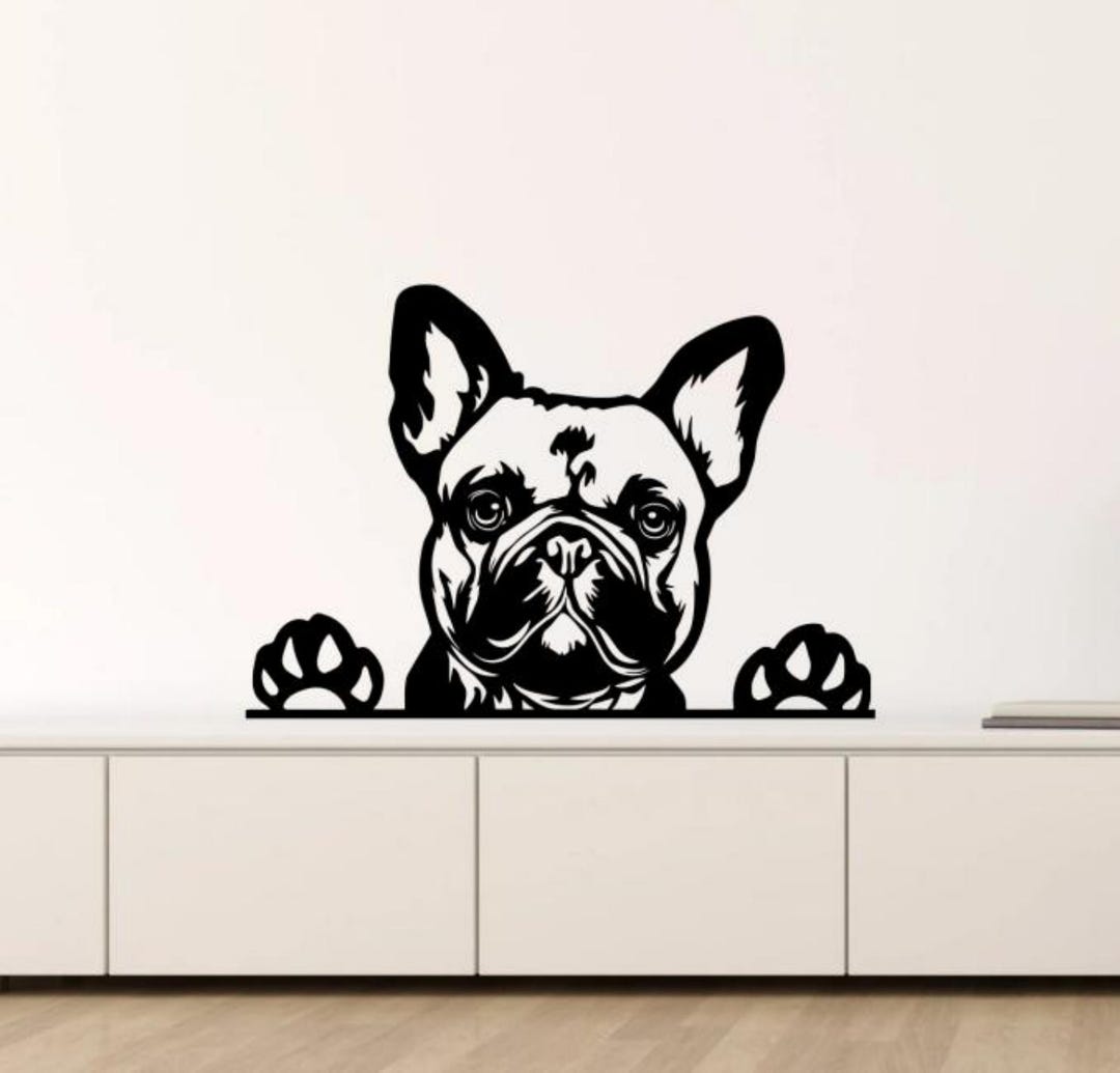 French Bulldog Wall Decal Vinyl Sticker Frenchie Sign Peeking Dog Wall ...