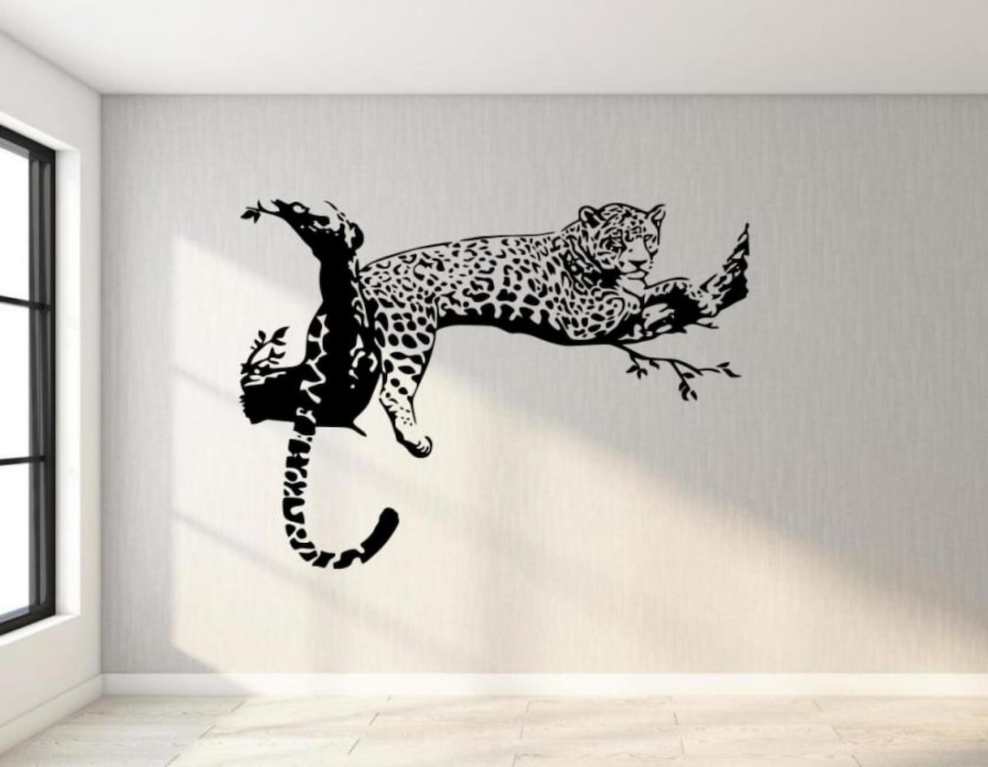 Leopard Wall Decal Vinyl Sticker Cheetah Wall Art Jungle Animals Wild ...