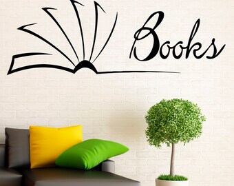 Wall Vinyl Decal Books Stickers Reading Room Library Interior | Etsy