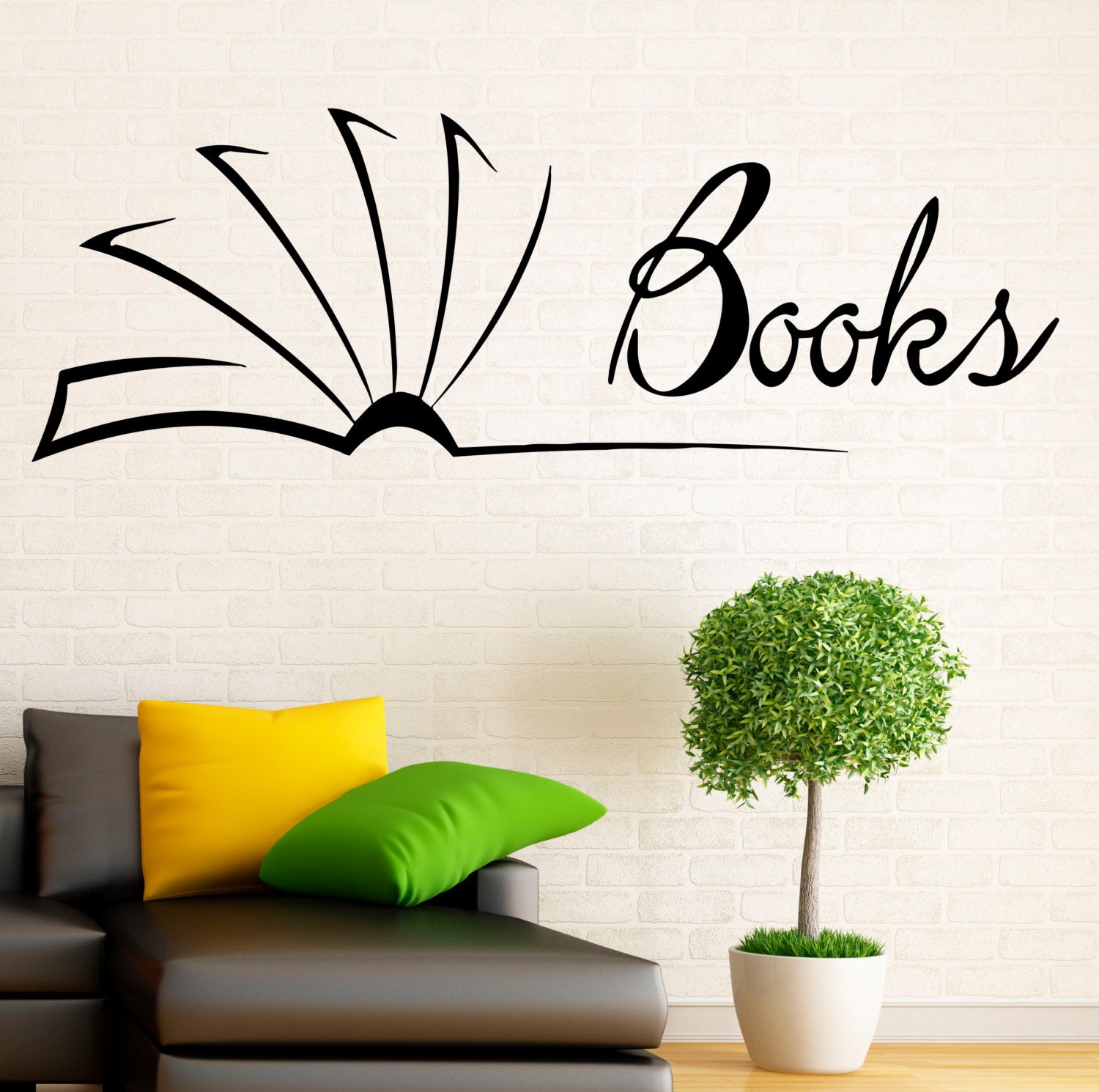 Wall Vinyl Decal Books Stickers Reading Room Library Interior - Etsy