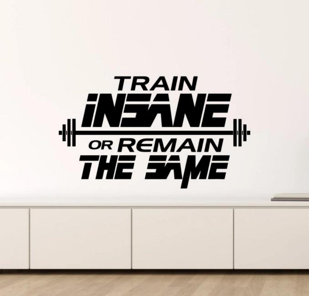 Train Insane or Remain the Same Wall Decal Vinyl Sticker Gym Wall Art ...