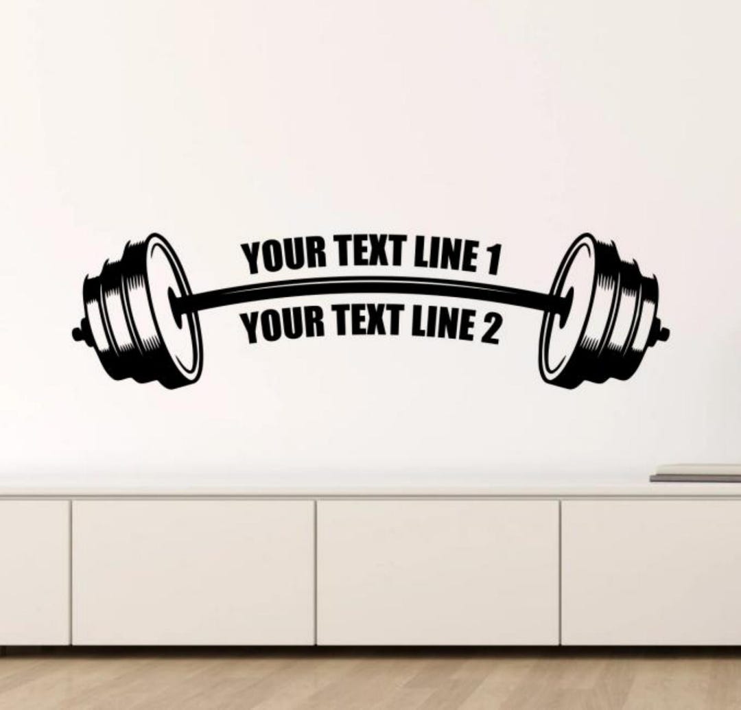 Custom Gym Wall Decal Vinyl Sticker Personalized Barbell Wall Art ...