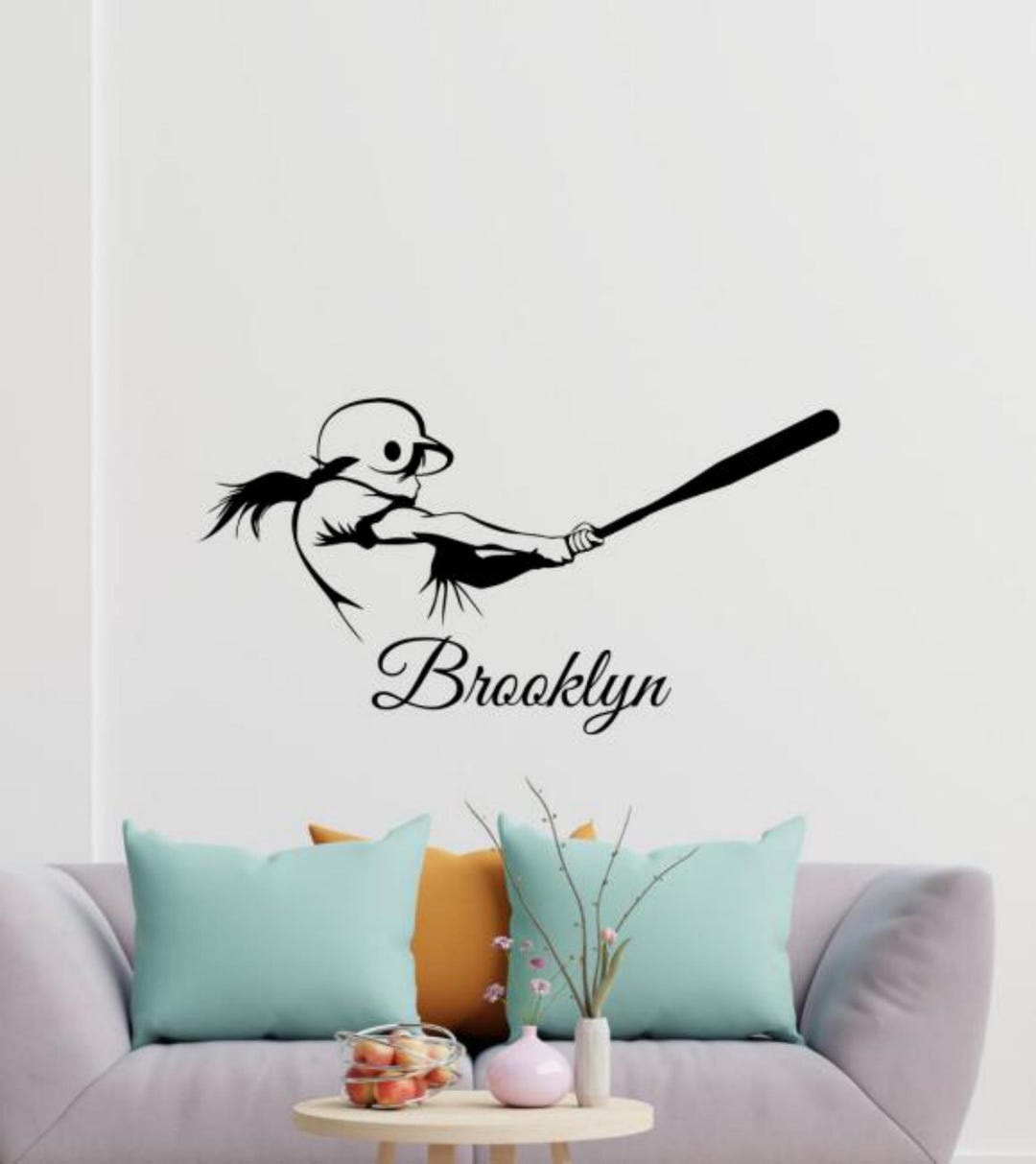 Custom Baseball Girl Wall Decal Vinyl Sticker Personalized Softball ...