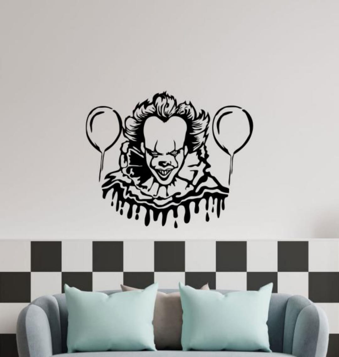 Scary Clown Wall Decal Vinyl Sticker Sign Theater Wall Art Horror Wall ...