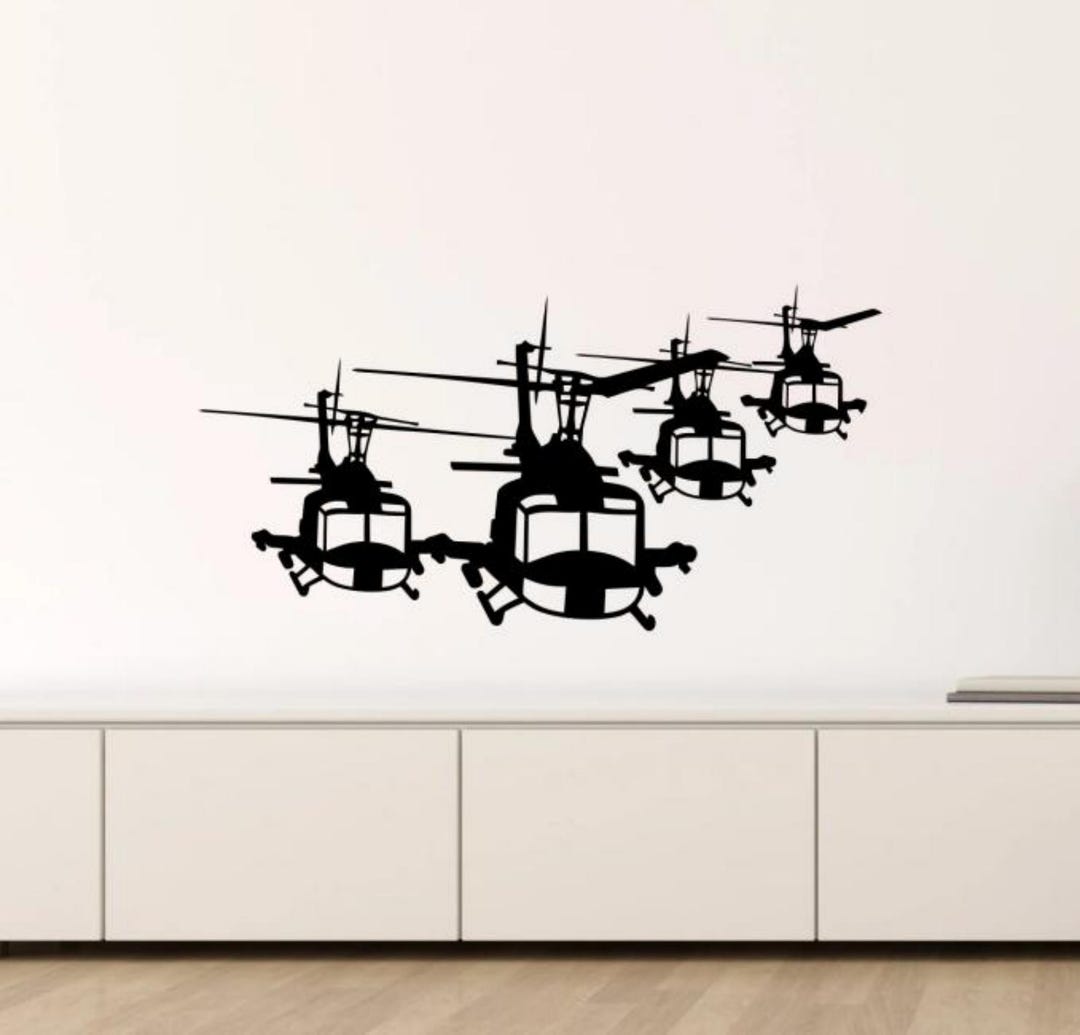 Helicopter Wall Decal Vinyl Sticker Air Force Military Wall Art Nursery ...