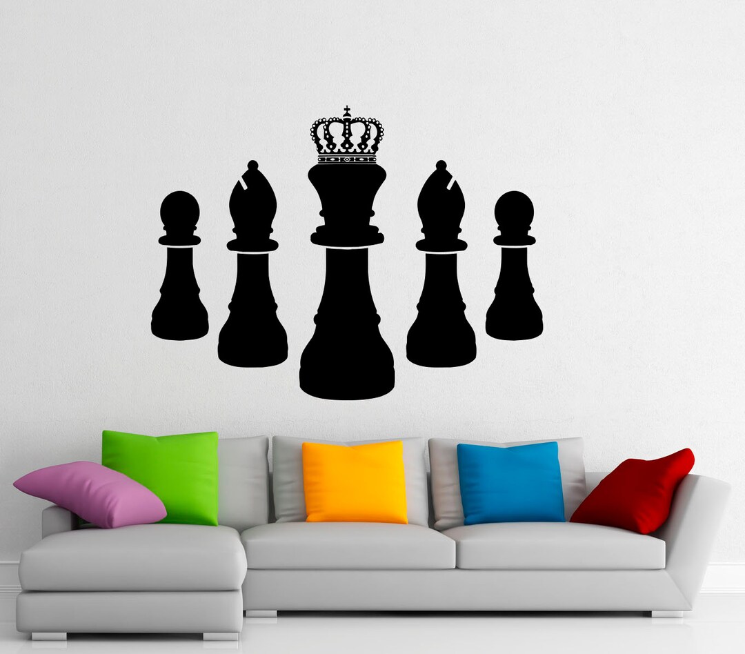 Chess Pieces Wall Decal Vinyl Stickers Strategy Board Game Interior ...
