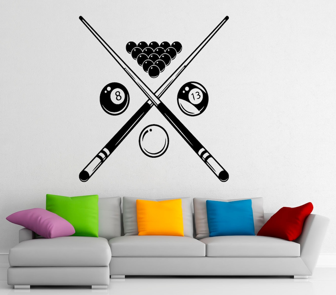 Billiard Wall Decal Vinyl Stickers Snooker Sports Game Home Interior ...