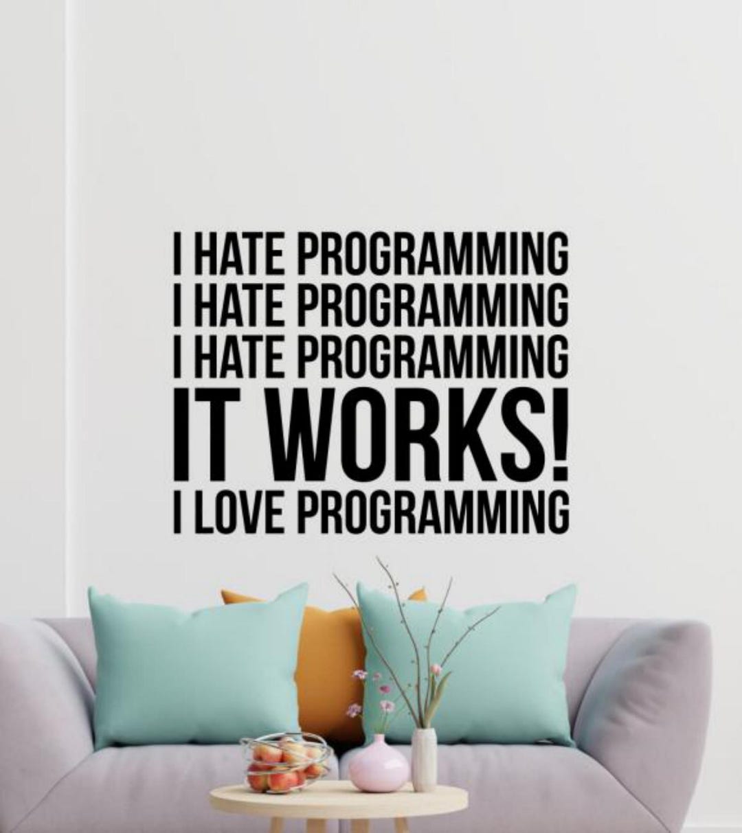 Programming Wall Decal Vinyl Sticker Sign Coder Wall Art Web Code Coding Wall Decor Developer ...