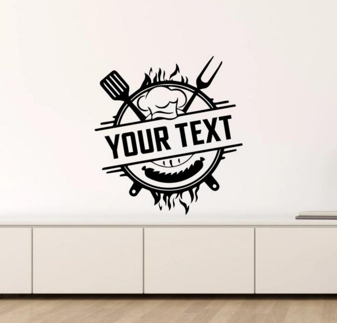 Custom BBQ Wall Decal Vinyl Sticker Personalized Grilling Sign Grill ...