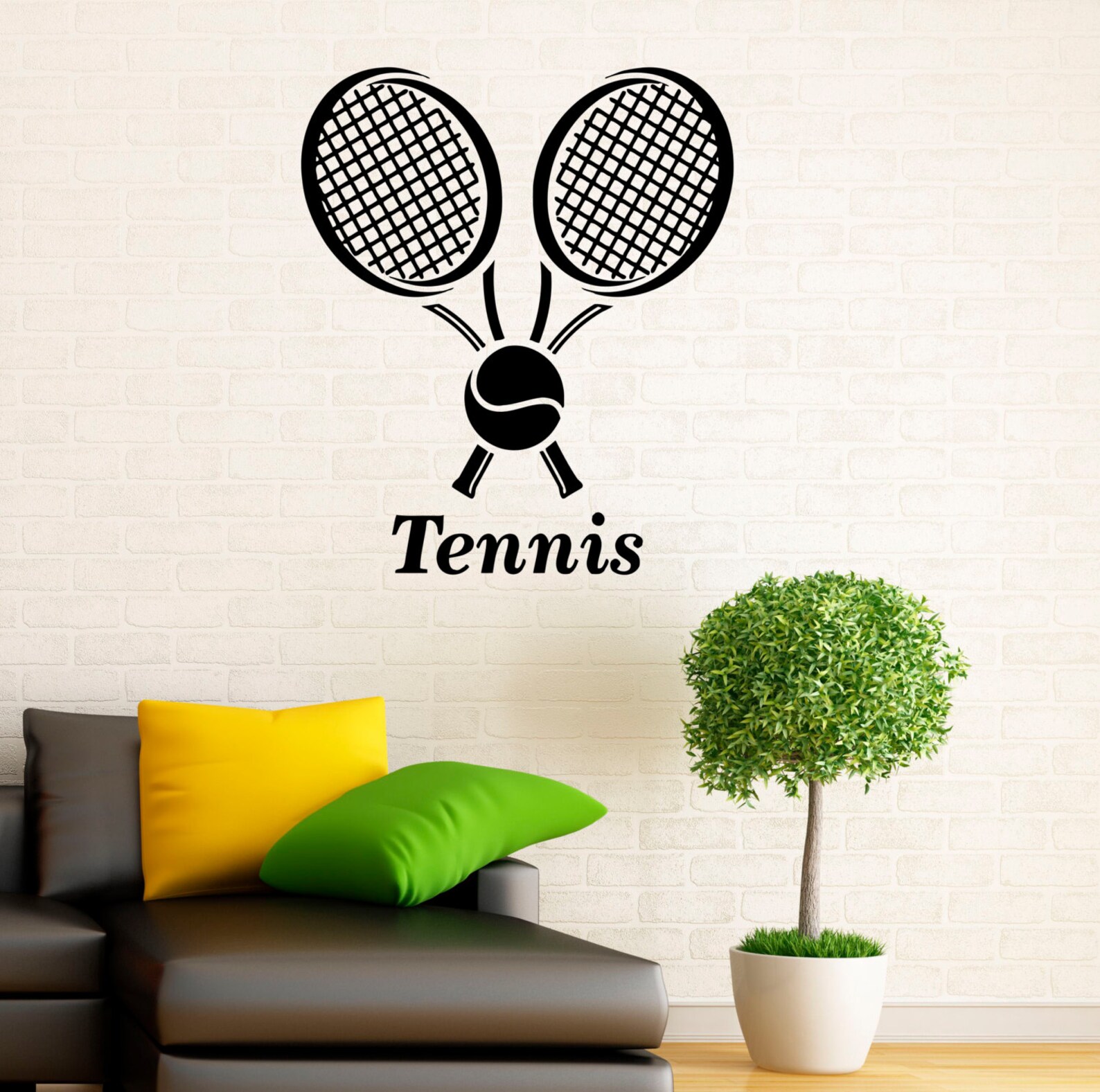 Tenis pared calcomanía vinilo pegatinas Racquet deporte Home diseño de ...