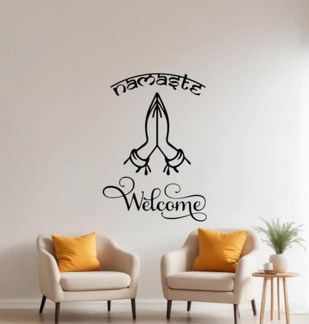 Namaste Wall Decal Vinyl Sticker Namaste Hands Welcome Sign Hello Gift ...