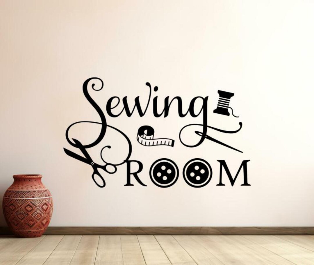 Sewing Room Wall Decal Vinyl Sticker Sewing Machine Wall Art Craft Room ...